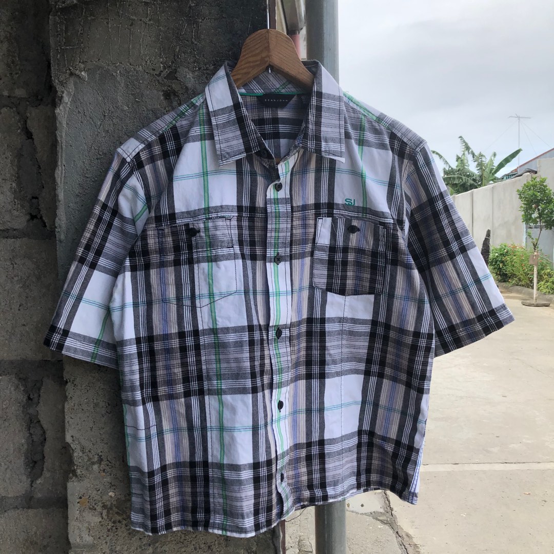 Sean John Plaid Cropped Polo, Men's Fashion, Tops & Sets, Formal Shirts ...