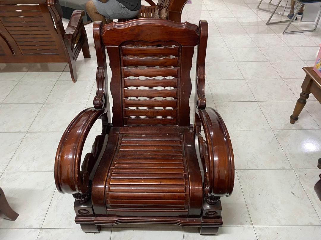 Set kerusi kayu jati (3+2+1), Furniture & Home Living, Furniture ...