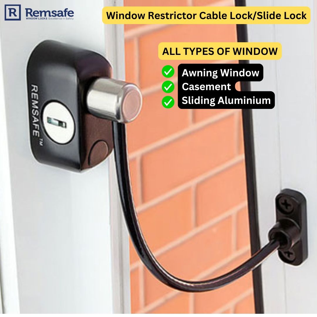 (Singapore No.1 Window Restrictor) Remsafe Cable & Track Lock - For HDB ...
