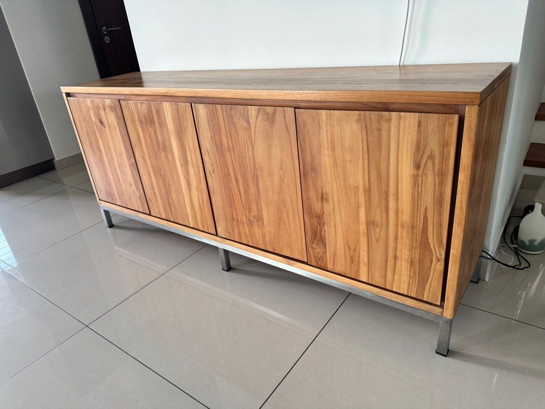 Teak Wood Solid 4 door Credenza, Furniture & Home Living, Furniture ...