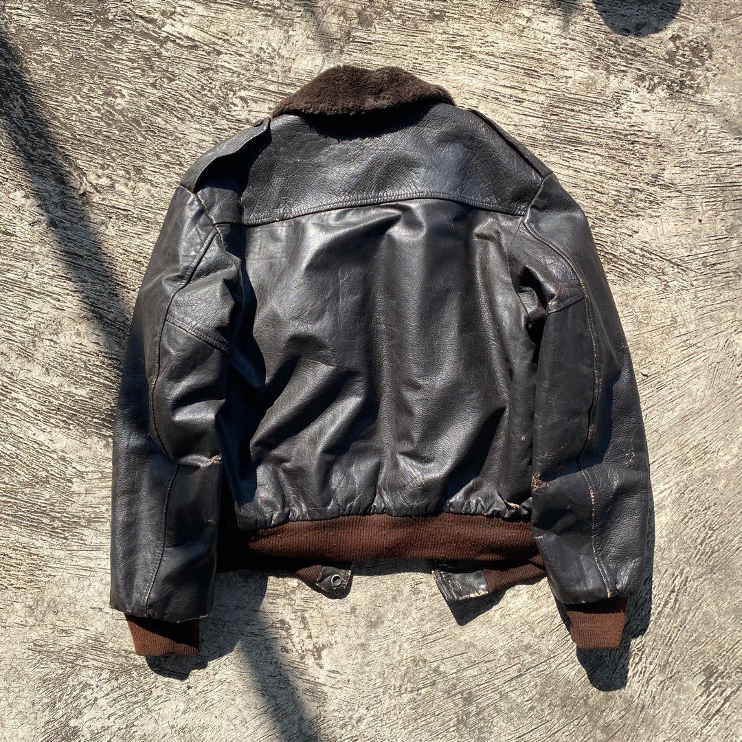 Vintage G1 Flight Leather Jacket, Sherpa, USA, Genuine leather, jaket kulit vanson schott buco ...