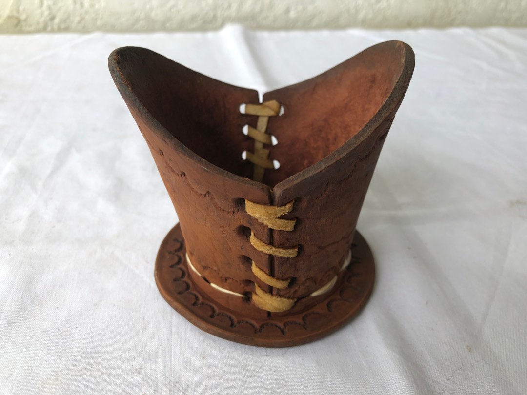 Vintage Leather Container, Furniture & Home Living, Home Decor, Vases ...