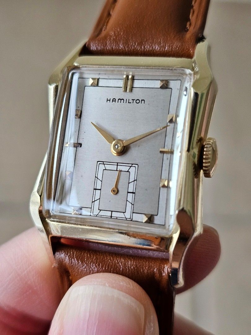 [WITH BOX] 1950s Hamilton Adrian art deco tank vintage watch ultra rare ...