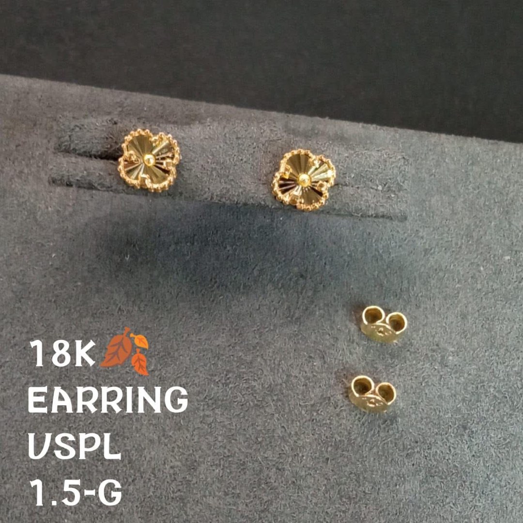 18k Saudi Gold Yellow Gold Van Cleef Arpeels (VCA) Stud Earrings, Women ...