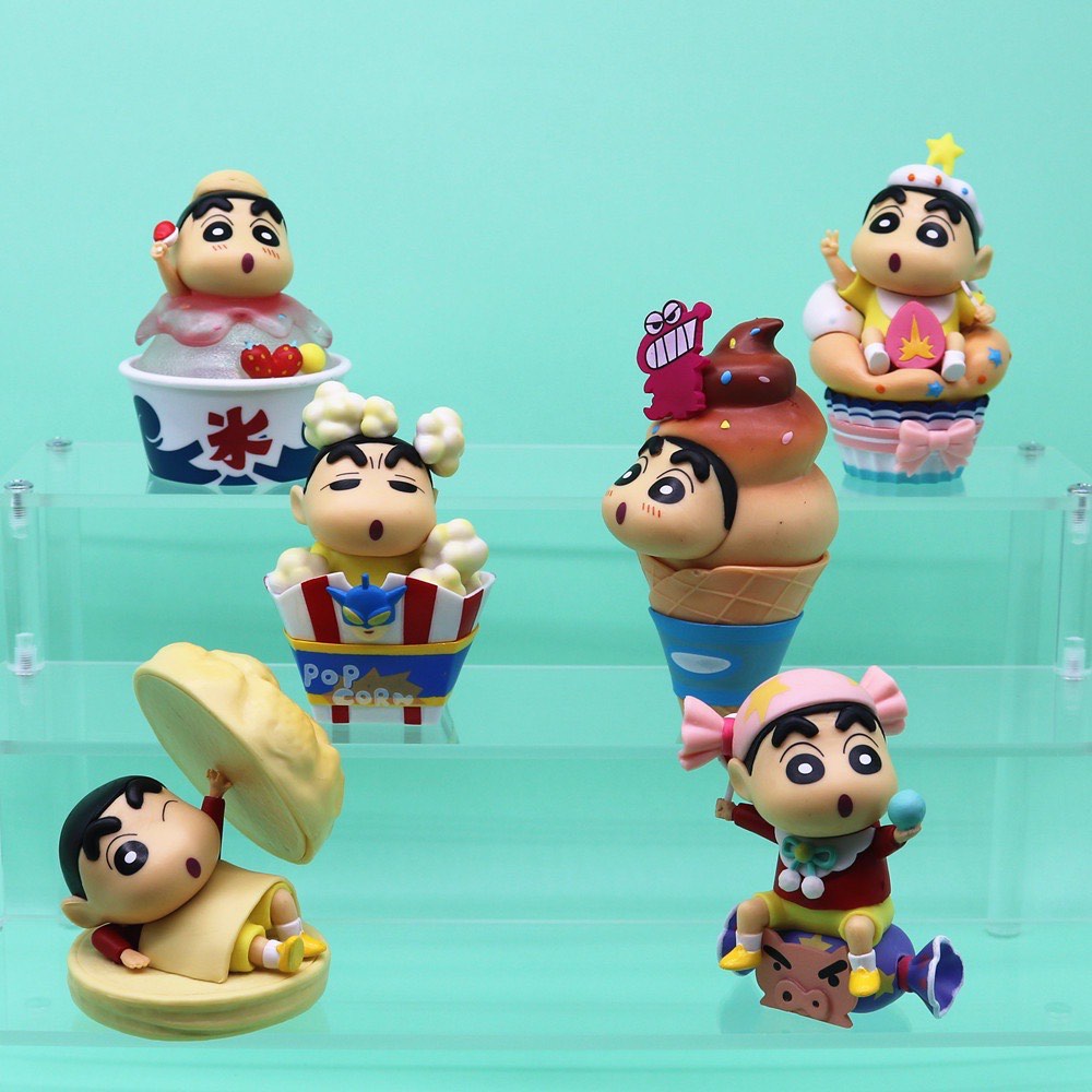 6Pcs/Set Dessert Crayon Shin chan Cosplay Dim Sum Anime Figure COD ...