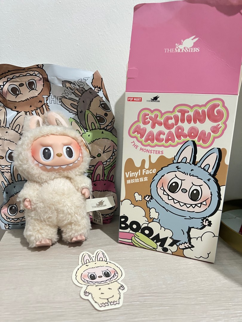 Authentic Popmart labubu Exciting Macaron (v1) Soymilk, Hobbies & Toys ...