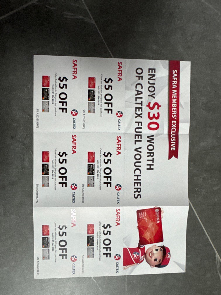 Caltex Voucher, Tickets & Vouchers, Vouchers on Carousell