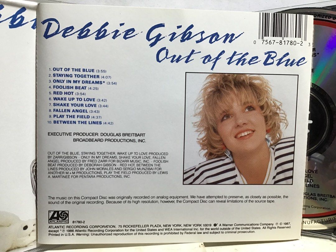 CD Debbie Gibson - Out of the Blue OOP ORIGINAL PRESS Anubis 80s Pop ...