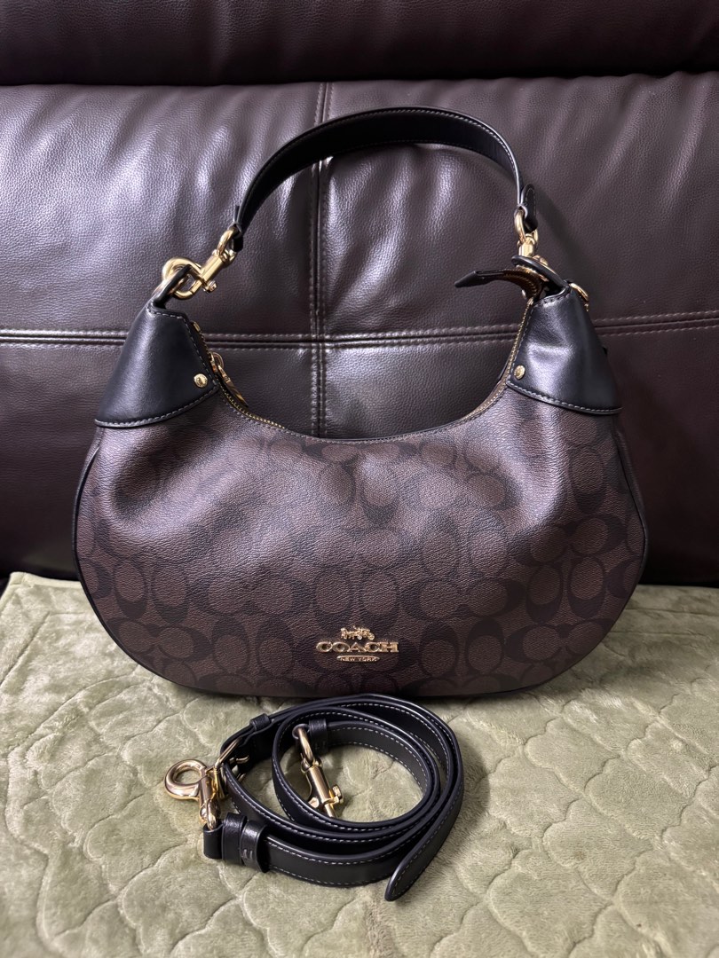 Coach Mara Hobo In Signature Canvas In Brown Black, Women's Fashion ...