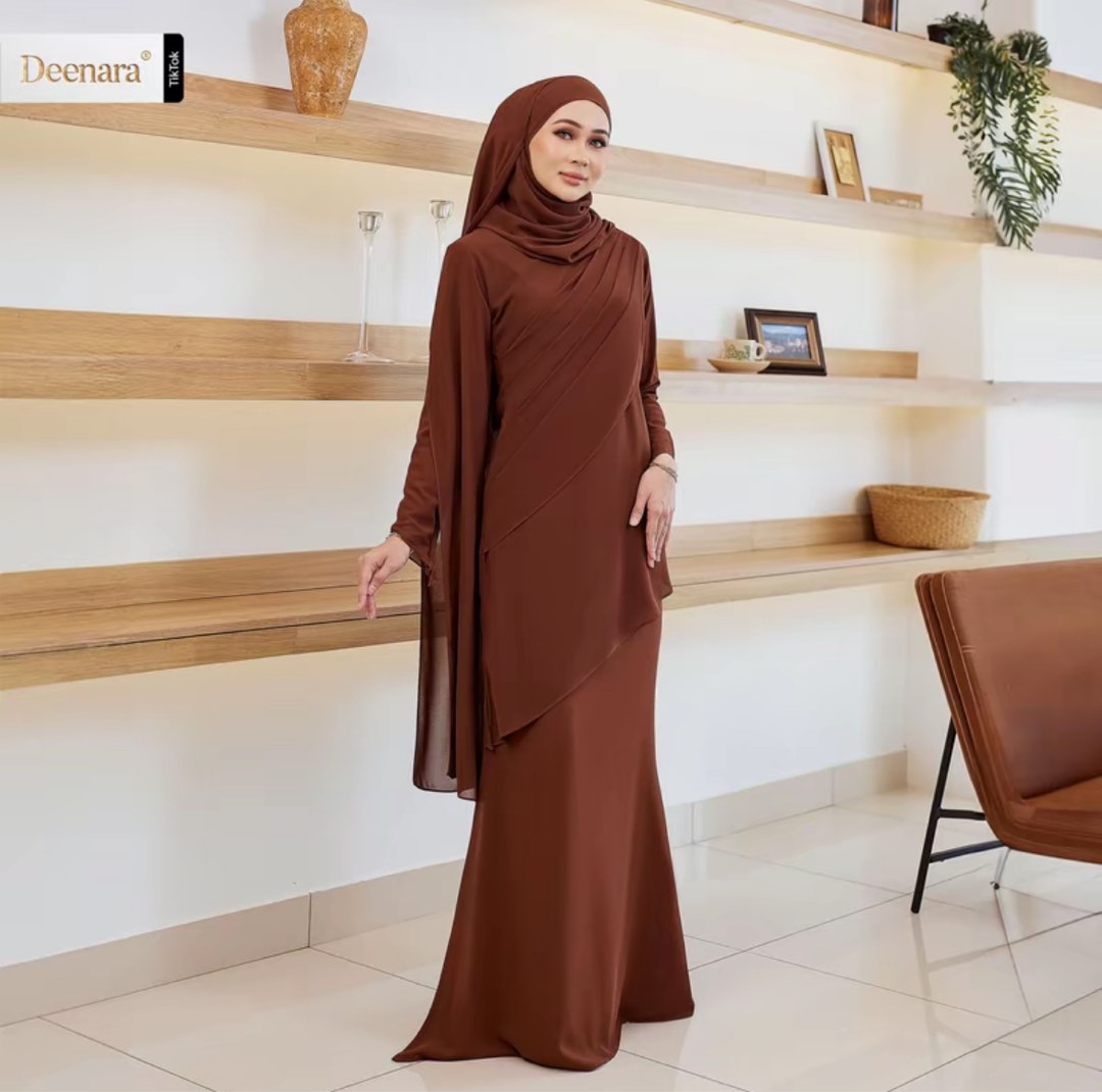 DEENARA EVELINA IN RICH BROWN M SIZE, Women's Fashion, Muslimah Fashion ...