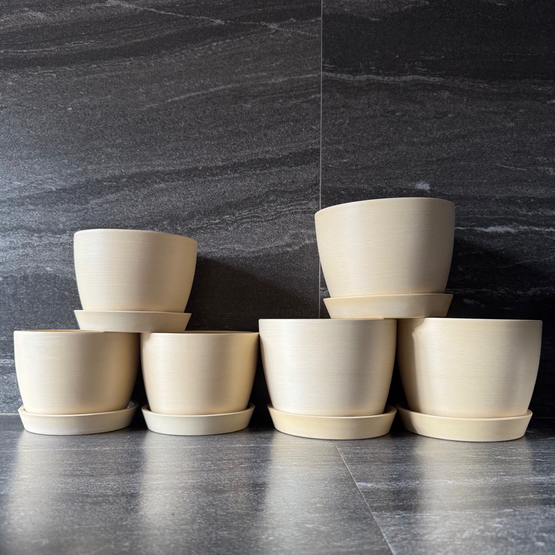 Earthy Plant Pots with Catch Plates | Minimalist Planter | Thick Eco ...