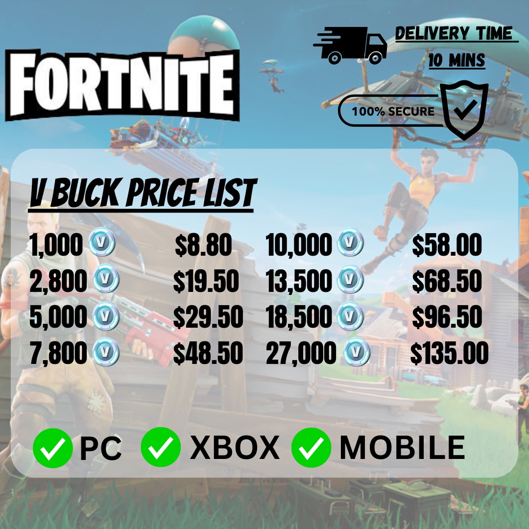 Fortnite Top Up Service | Vbucks | Fornite Vbuck | Login Required ...
