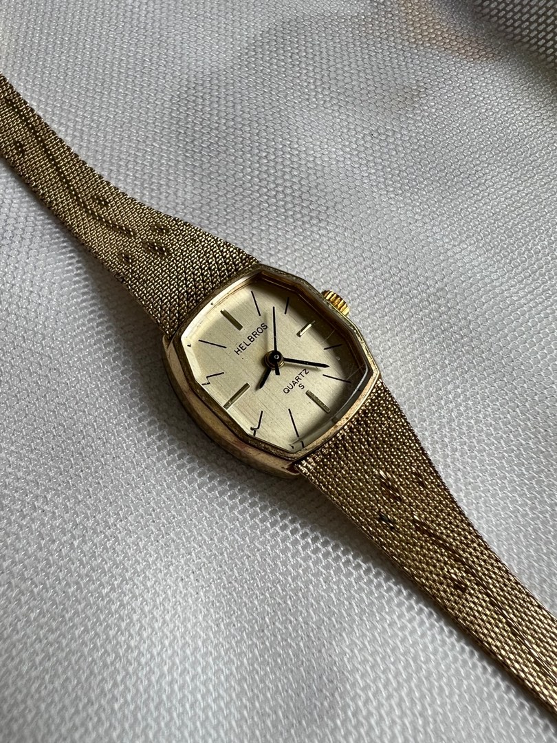 Helbros vintage gold watch, Luxury, Watches on Carousell