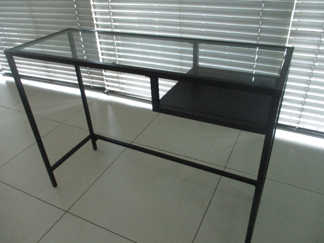 IKEA VITTSJO laptop table, black-brown/glass, Furniture & Home Living ...