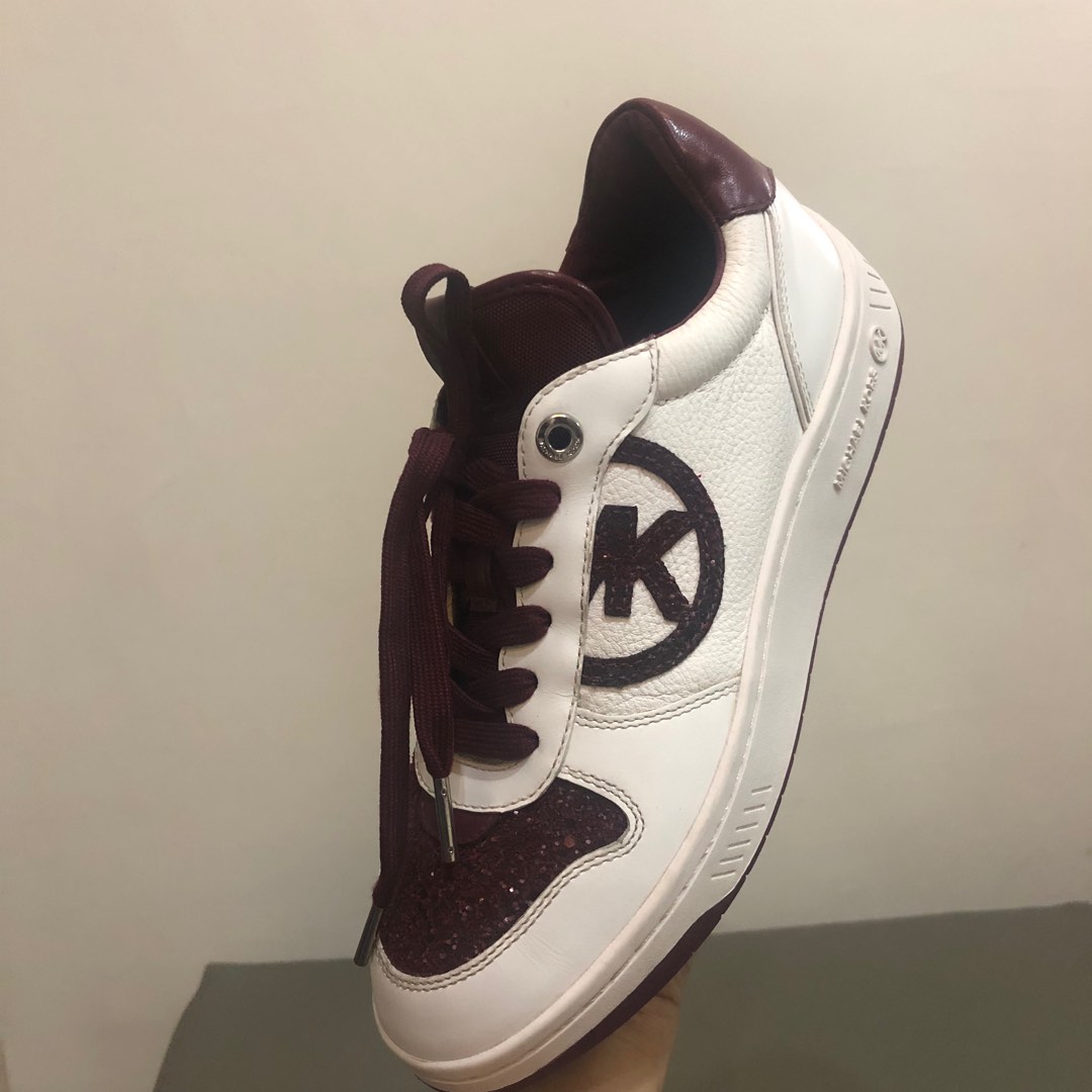 Michael Kors leather sneakers gertie laced up in dark berry, Luxury ...