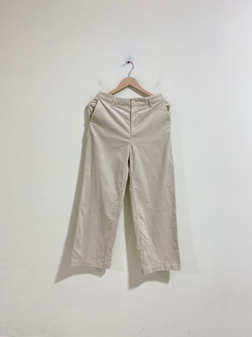 Muji Corduroy Open Wide Leg Beige, Women's Fashion, Bottoms, Other ...