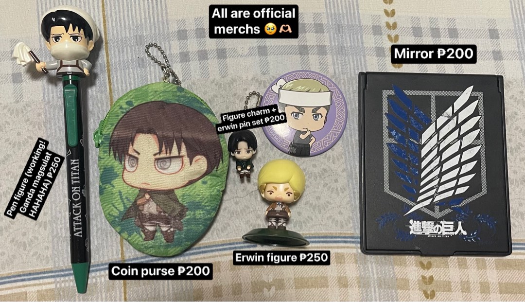 Official Attack on Titan Merchs and Levi Ackerman & Erwin Smith ...
