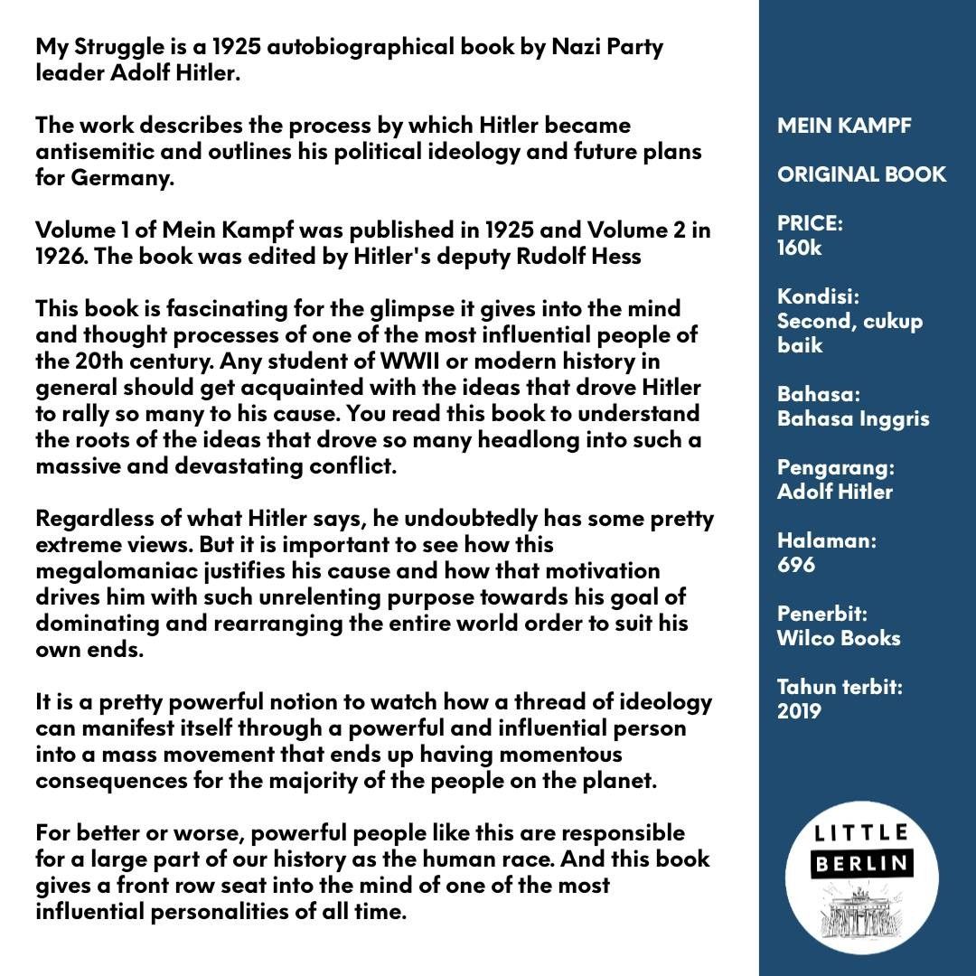 ORIGINAL Buku MEIN KAMLF Adolf Hitler English Preloved Paperback ...