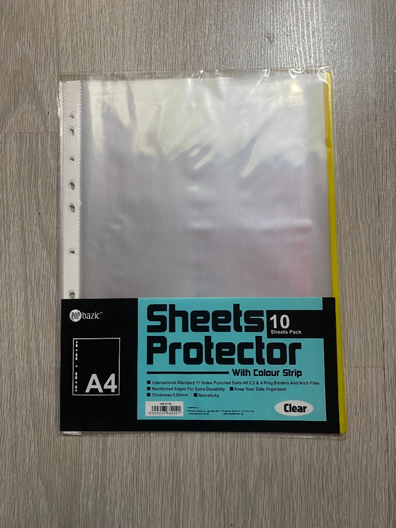 Clear Sheets Protector with Colour Strip, Hobbies & Toys, Stationery ...