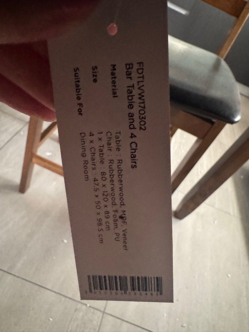 SSF Home Bar Dining Table with 4x Chairs, Furniture & Home Living ...