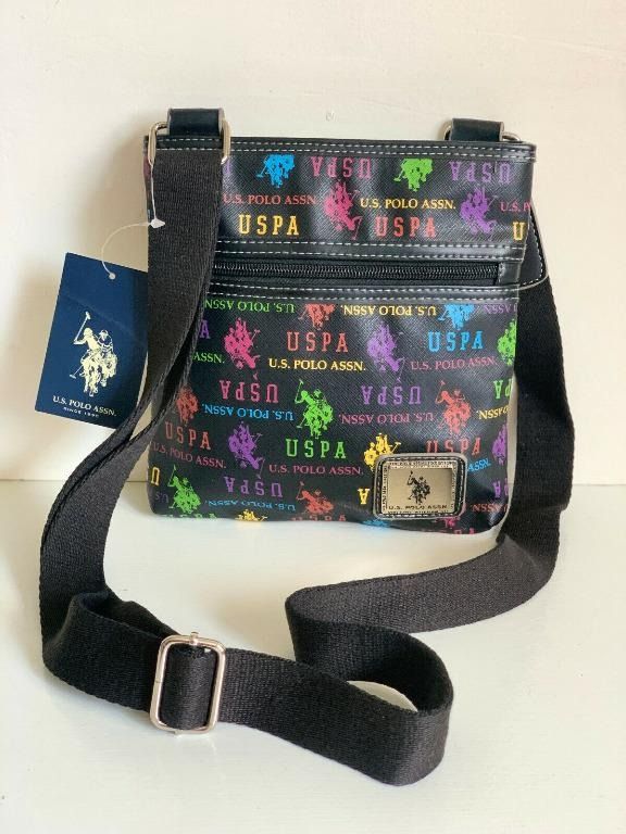 U.S. POLO ASSN USPA CARRY ON BLACK MULTI CROSSBODY MESSENGER SLING BAG ...