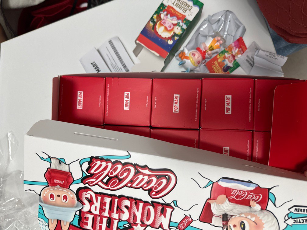 With Pop Mart receipt Labubu figurine collectible Coca Cola limited ...