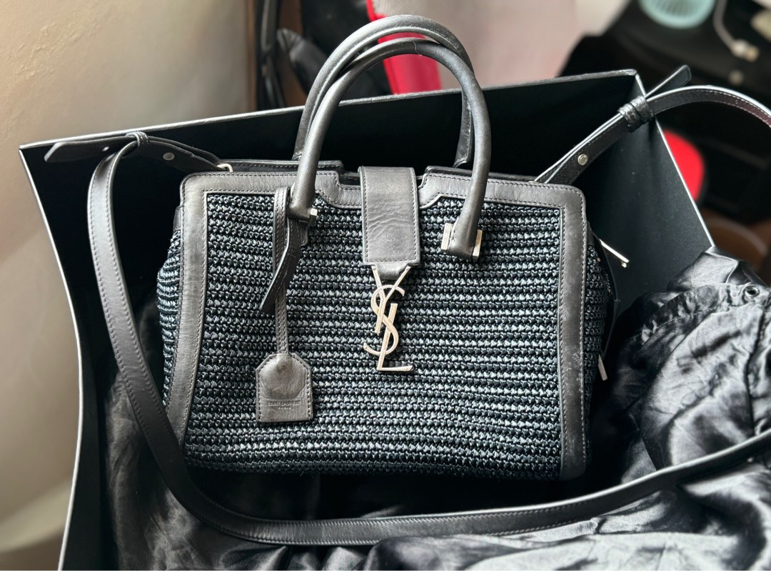 YSL Small Raffia Downtown Cabas Bag, Luxury, Bags & Wallets on Carousell