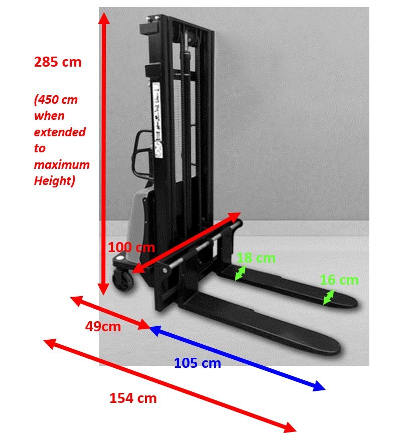 2 Ton 4.5 Meter Semi Auto Electric Stacker Manual Straddle Jack Lifter ...