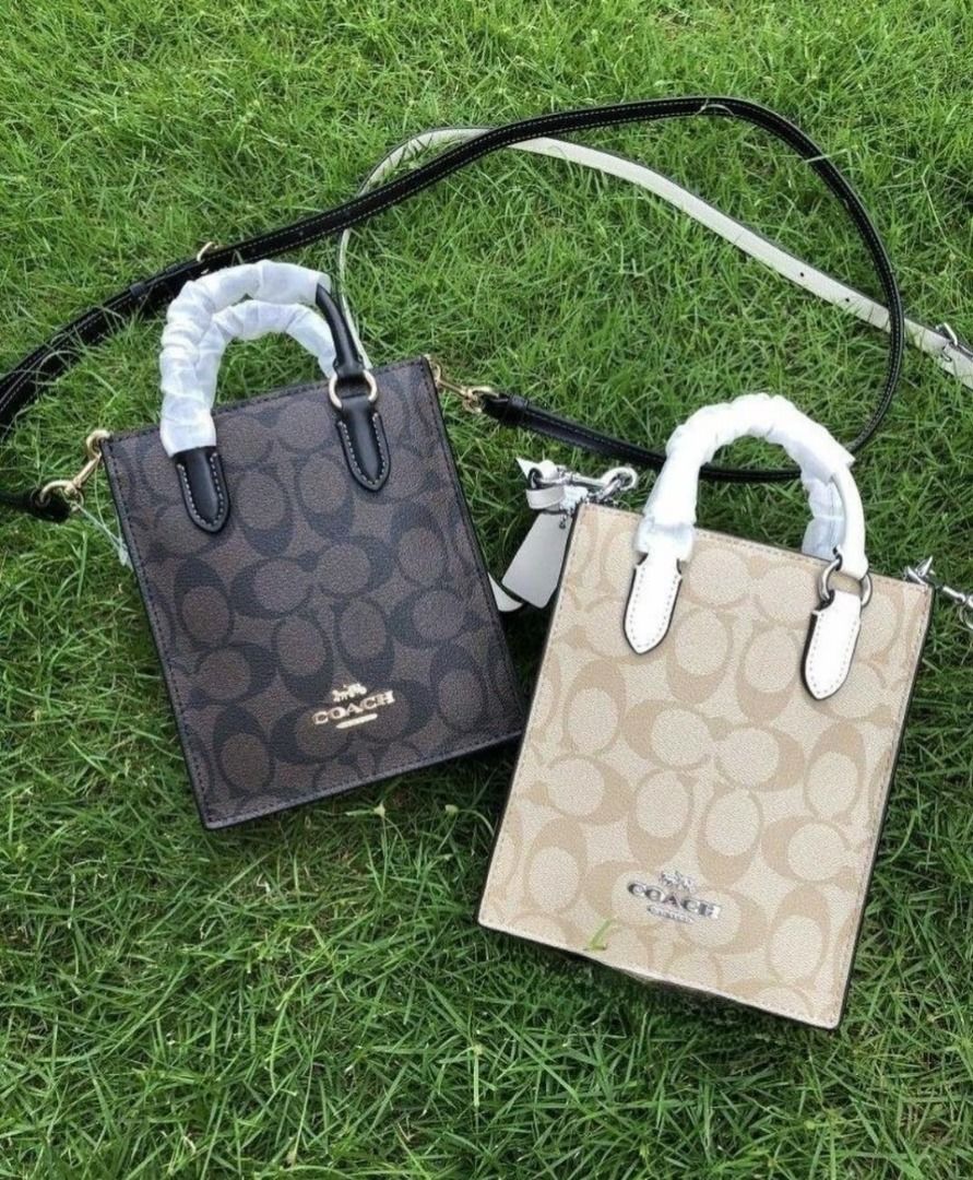 Coach CJ494 North South Mini Tote Bag in Signature Coated Canvas and ...