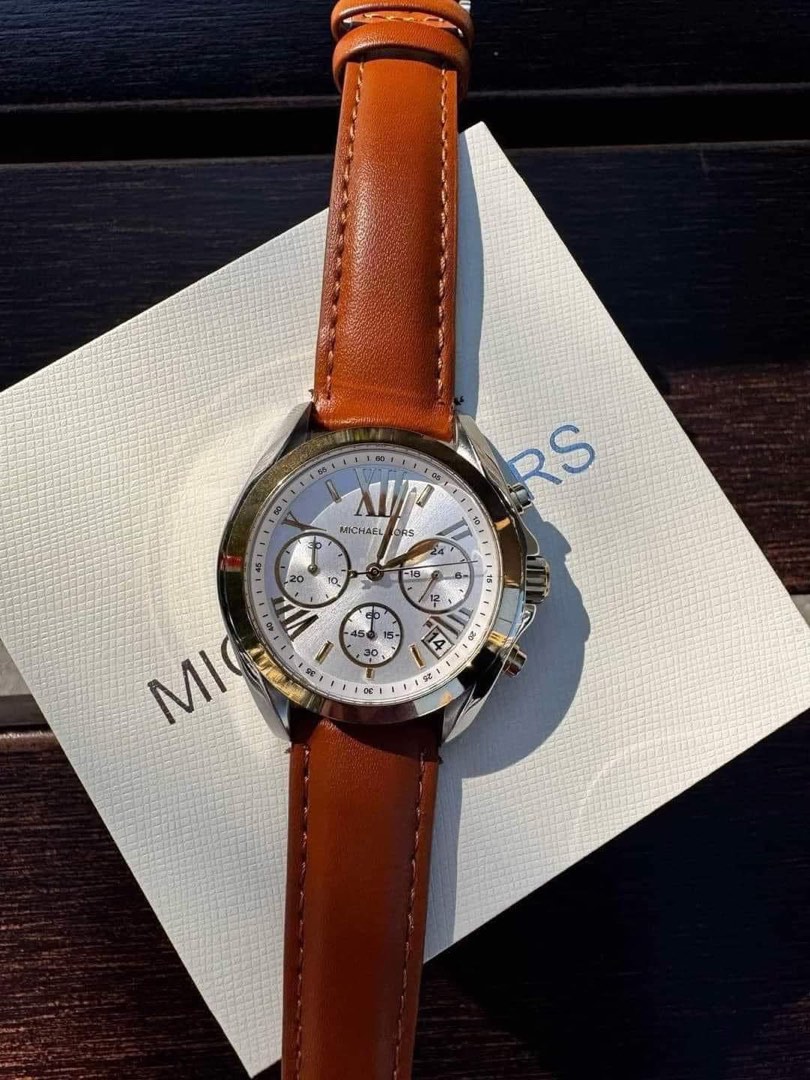 MK SMALL LEATHER STRAP BROWN DIAL AUTHENTIC WATCH, Women's Fashion ...