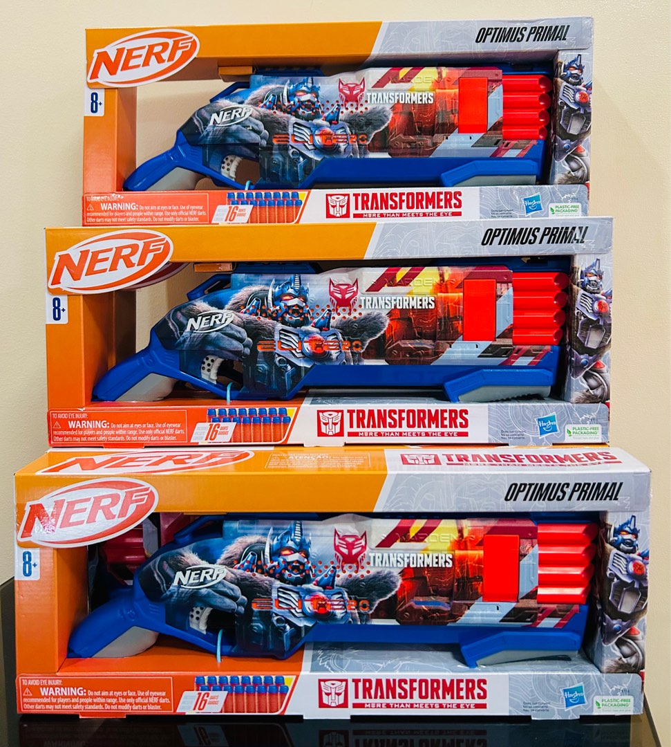Nerf Transformers Optimus Primal Dart Blaster with 16 Nerf Elite Darts ...