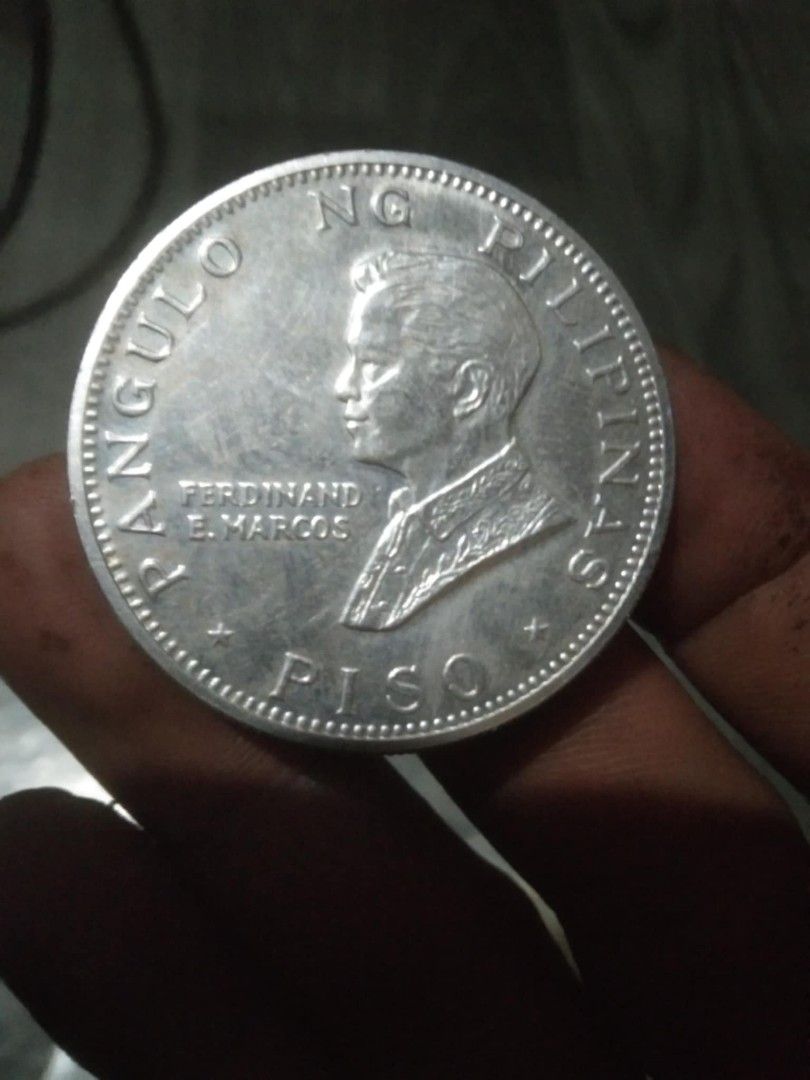 RARE Old Silver Piso Coin. 1970 Philippines Ferdinand Marcos and Pope ...