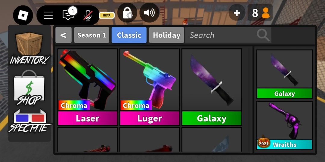 Roblox murderer mystery 2 chroma laser and chroma luger (bundle), Video ...