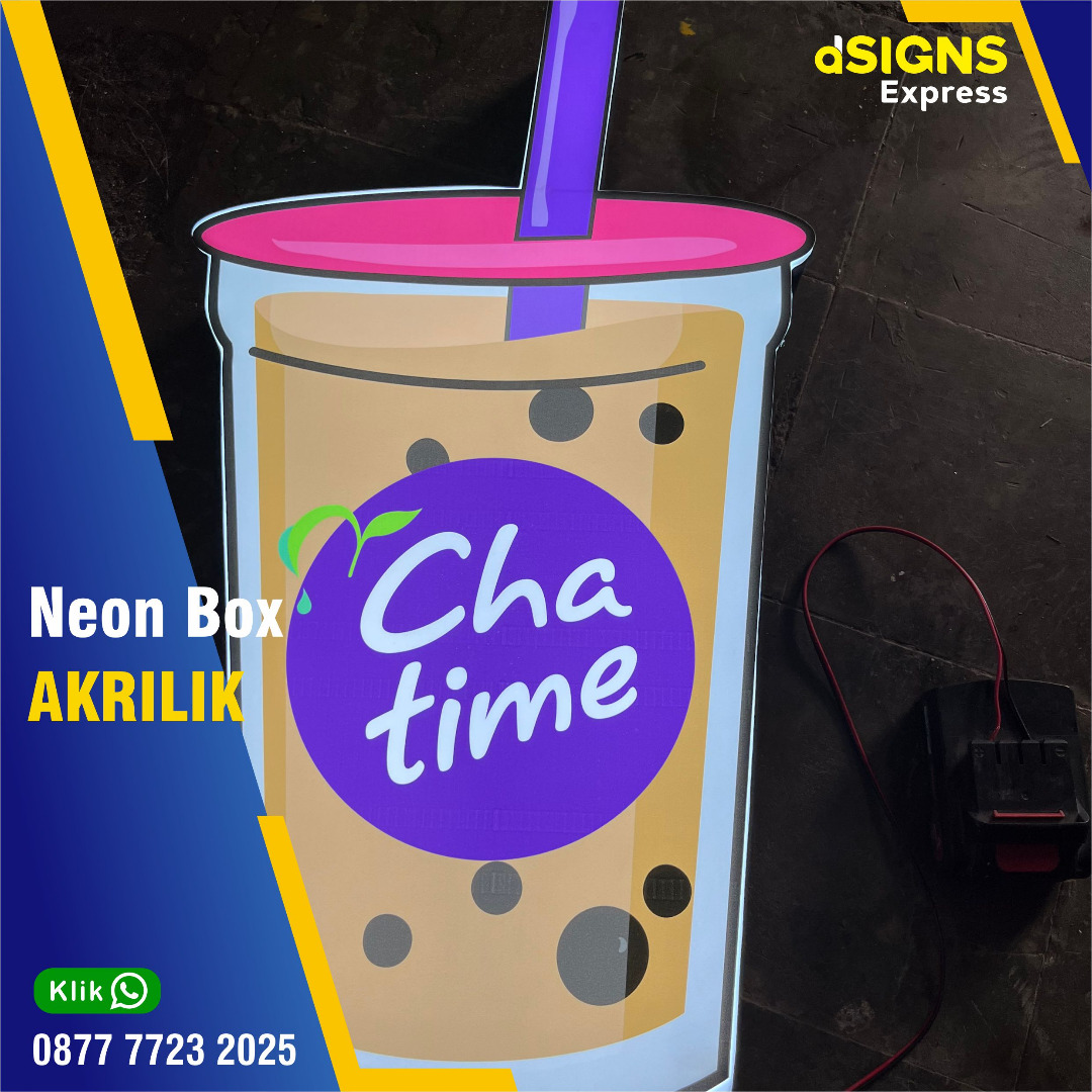 Sign Logo Neon Box Chatime, Desain & Kerajinan Tangan, Karya Seni di ...