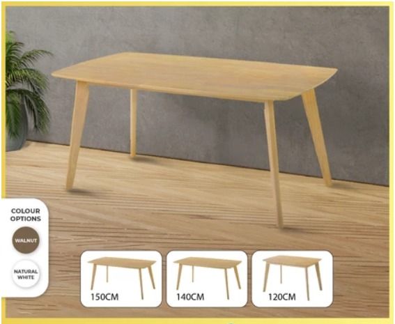 Solid Wood Dining Table 120/140/150/180cm / Walnut / Wooden Dinner ...