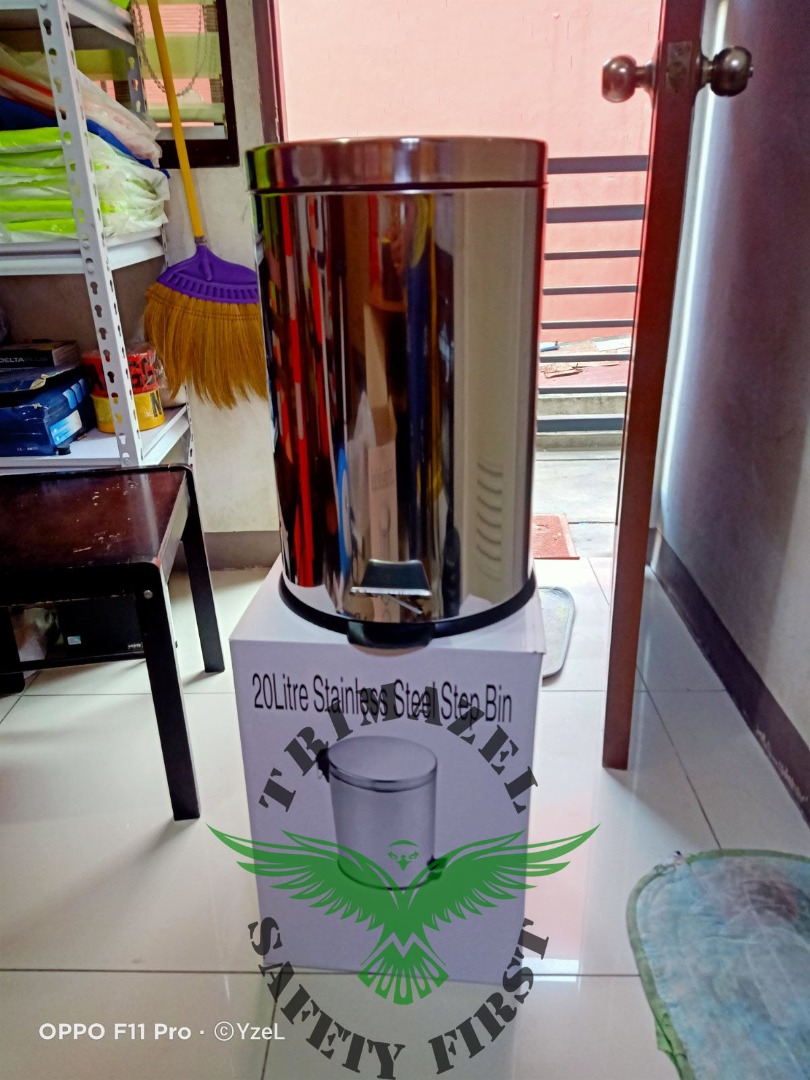 stainless trash bin 20 liters, Furniture & Home Living, Cleaning ...