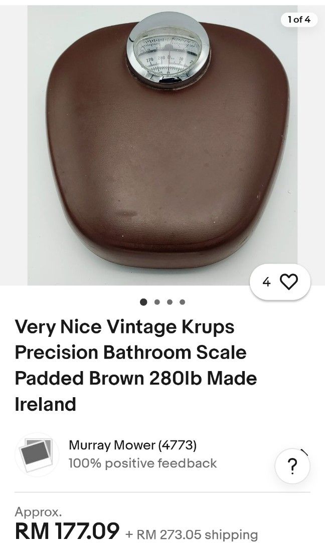 Vintage Krups Precision Bathroom Scale Padded Brown 280lb Made in ...