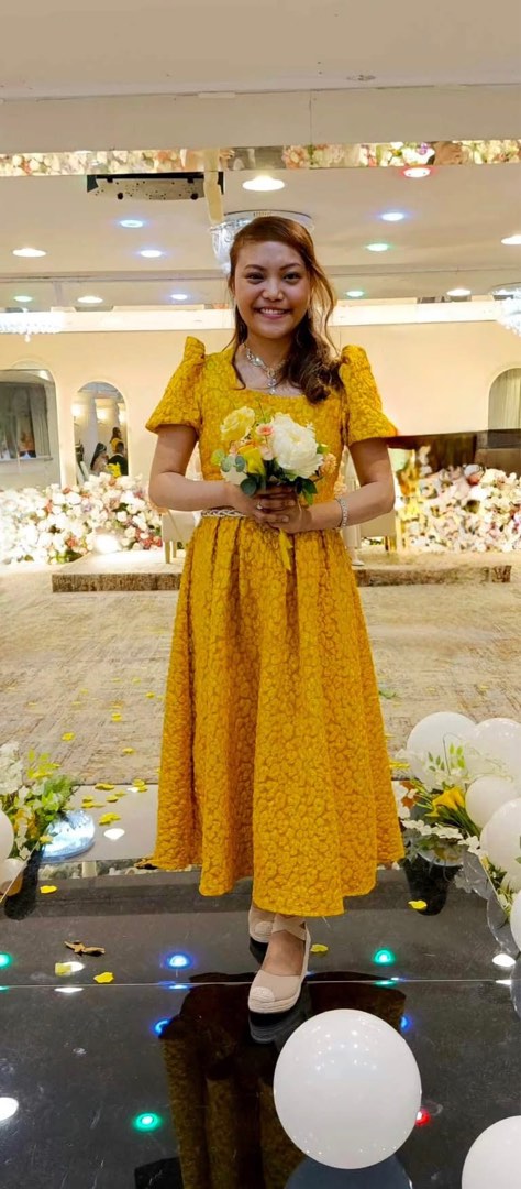Golden Yellow Long Dress, Women's Fashion, Dresses & Sets, Dresses on ...