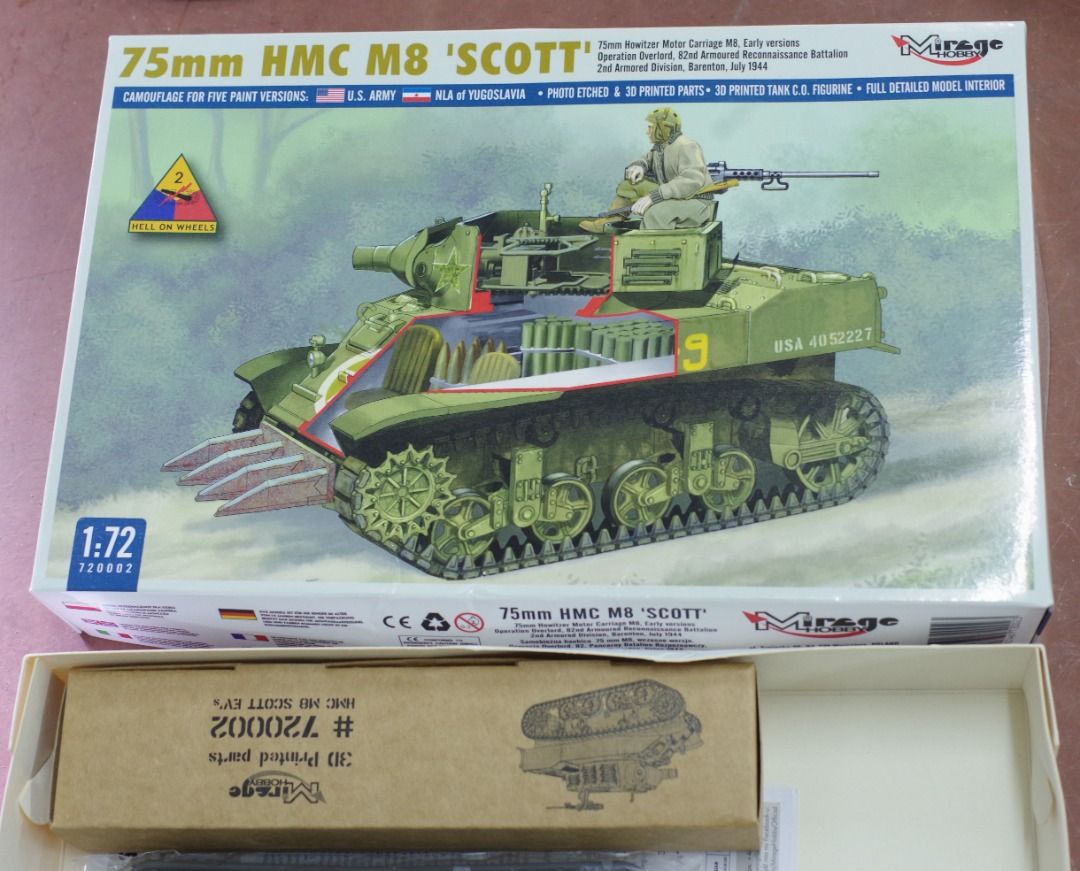 全新 - 2022 new tooling-Mirage Hobby- 72002-1/72-75mm HMC M8 'Scott'-w ...