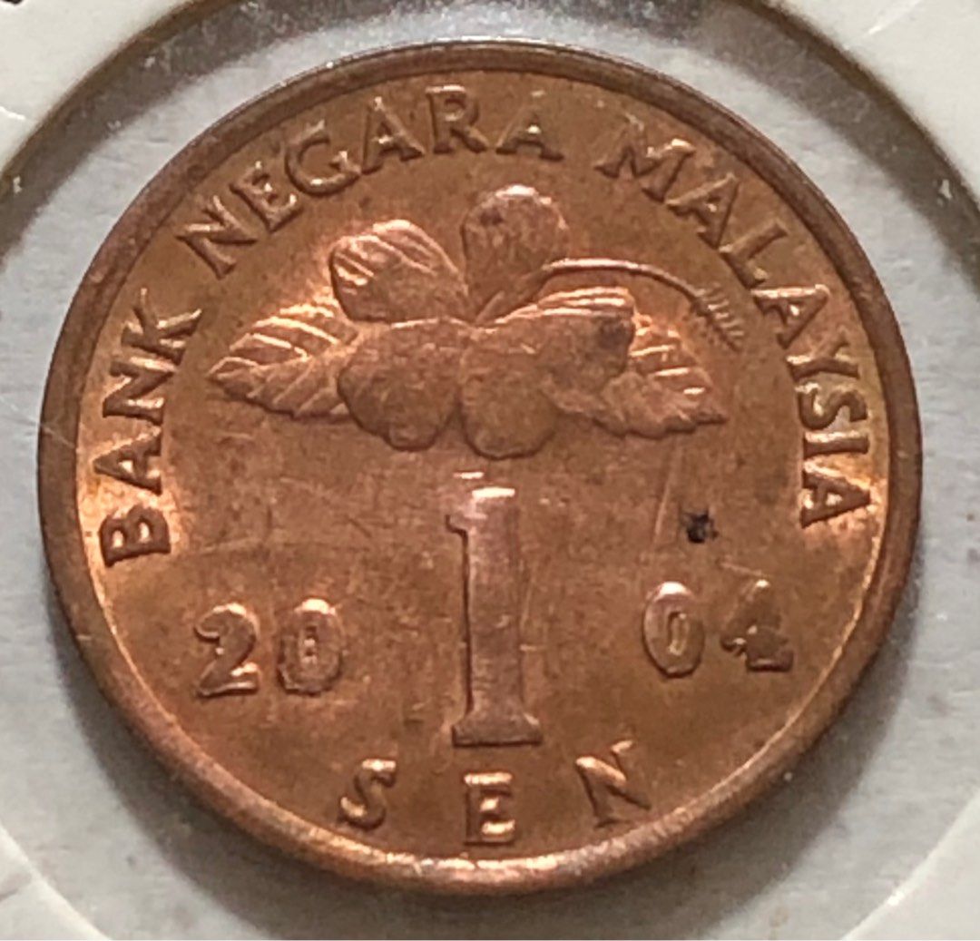 ( Syiling ) 1 Sen 2004 ( Die Chip Error ) 2nd Series Malaysia Bunga ...