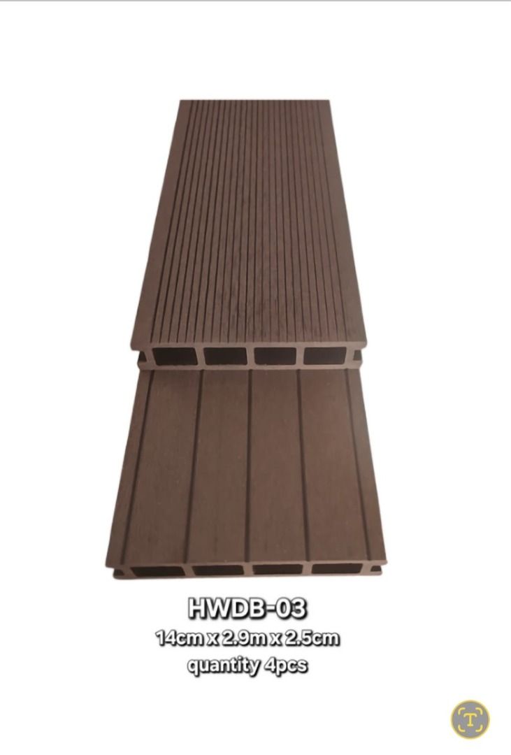 Decking Kayu WPC Outdoor MOTTO Motif Garis Lurus Panjang 2,9m, Properti ...