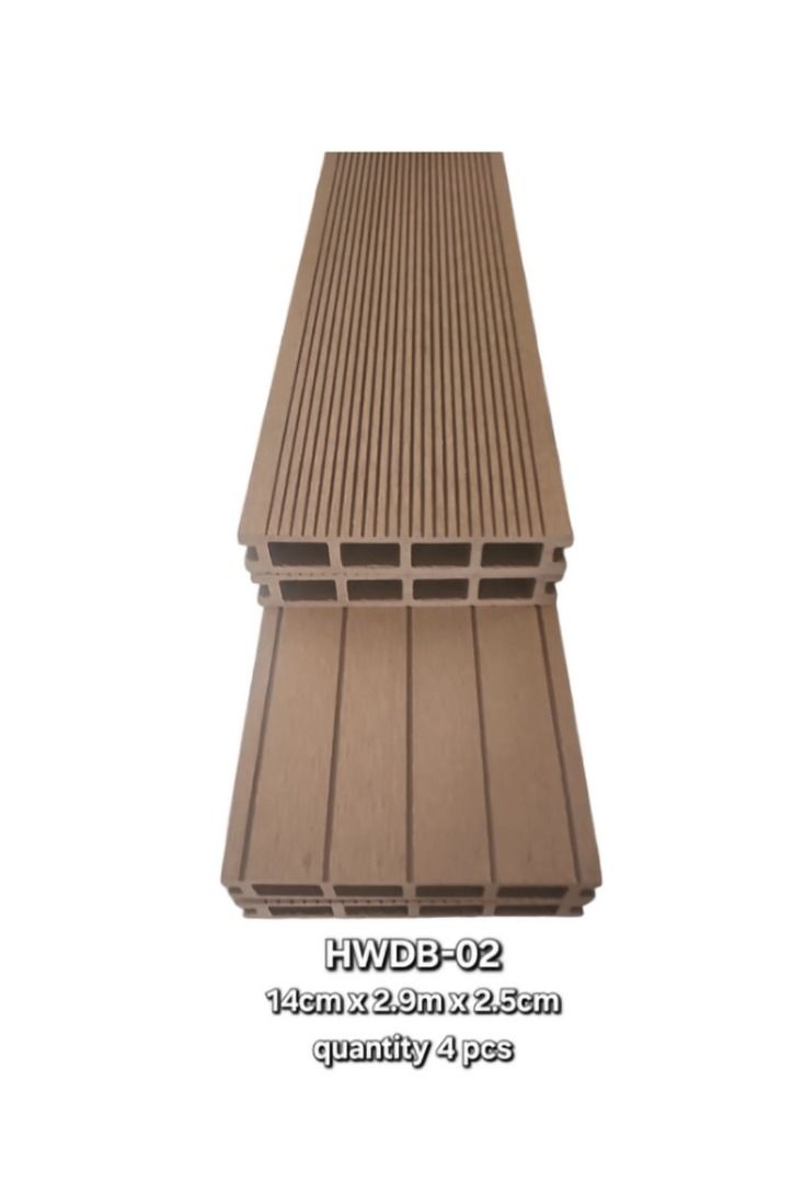 Decking Kayu WPC Outdoor MOTTO Motif Garis Lurus Panjang 2,9m, Properti ...
