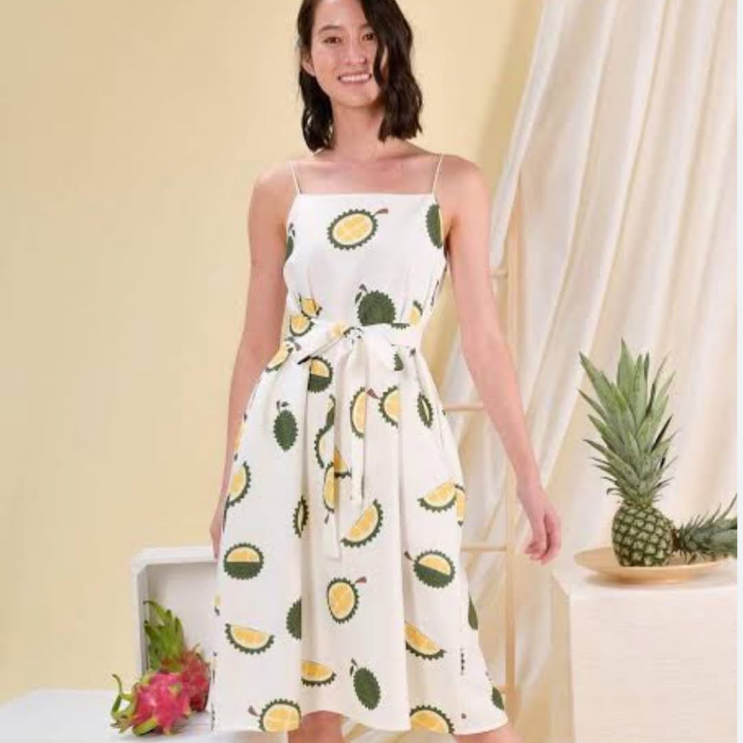 Durian Pattern Dress All Would Envy Putih (new tag), Fesyen Wanita ...