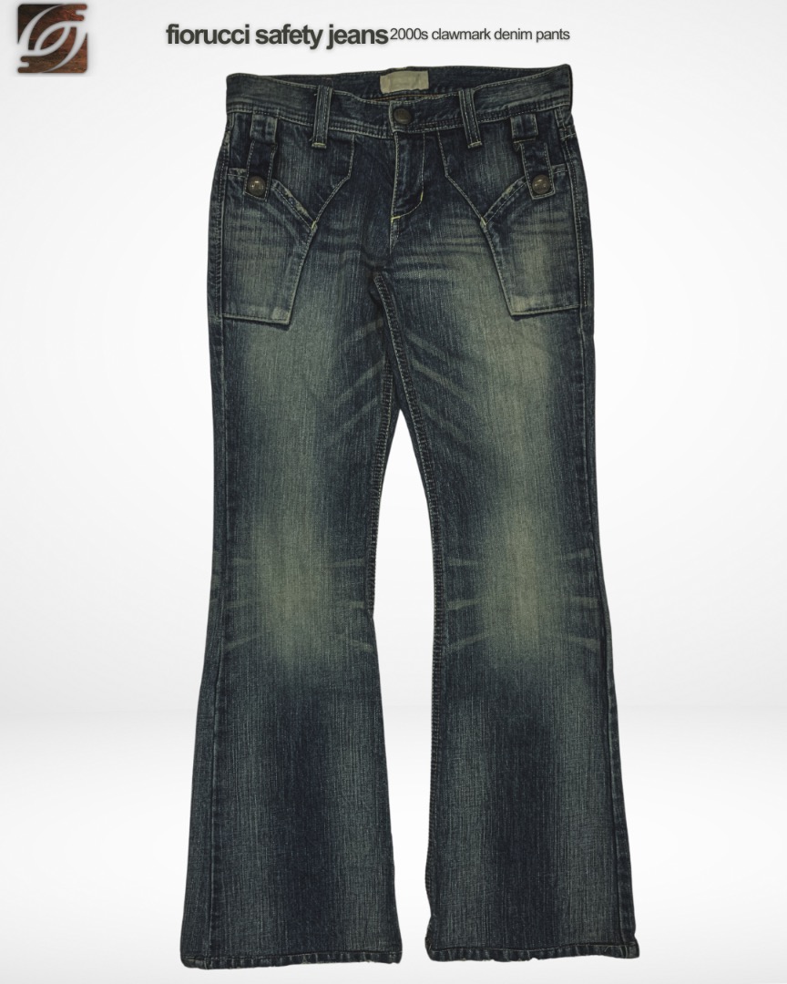 Fiorucci 2000s Clawmark Flared Safety Jeans Denim Pants, Women's ...