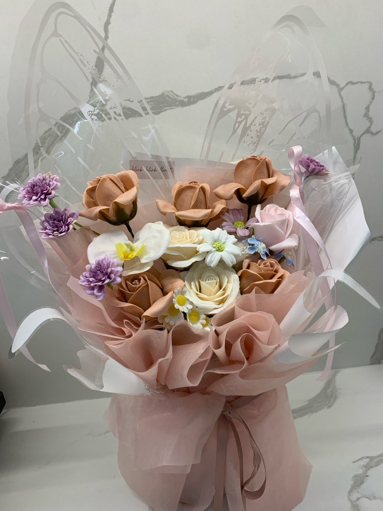 Flower bouquet pink, Hobbies & Toys, Stationery & Craft, Flowers ...