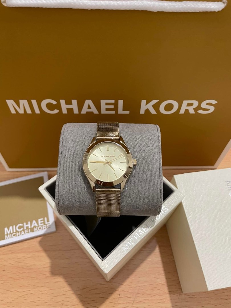 MK MESH STRAP SMALL SIZE ALL GOLD DIAL AUTHENTIC WATCH, Women's Fashion ...