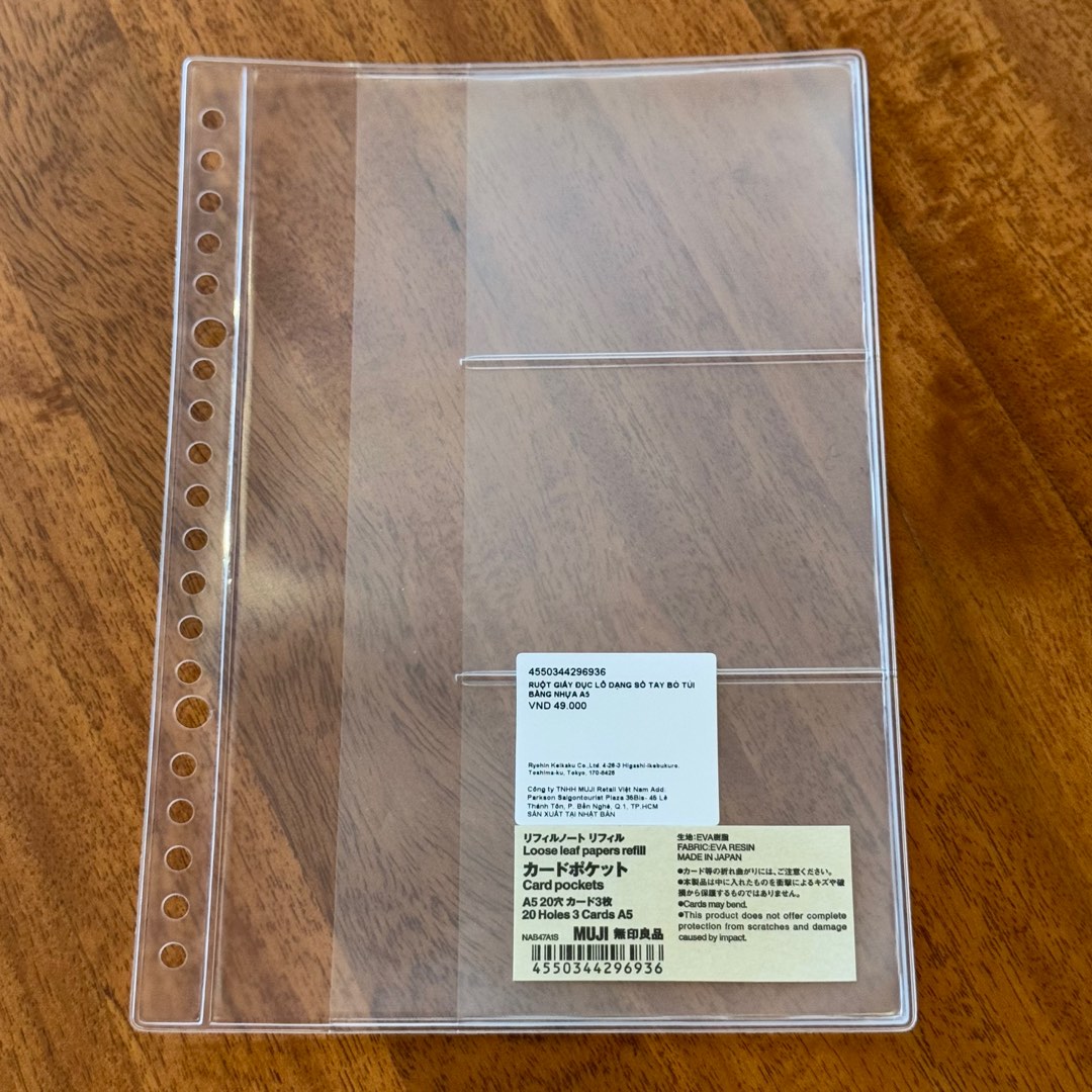 Muji Card Pockets - 3 Cards, A5, 20 Holes, Hobbies & Toys, Stationary ...