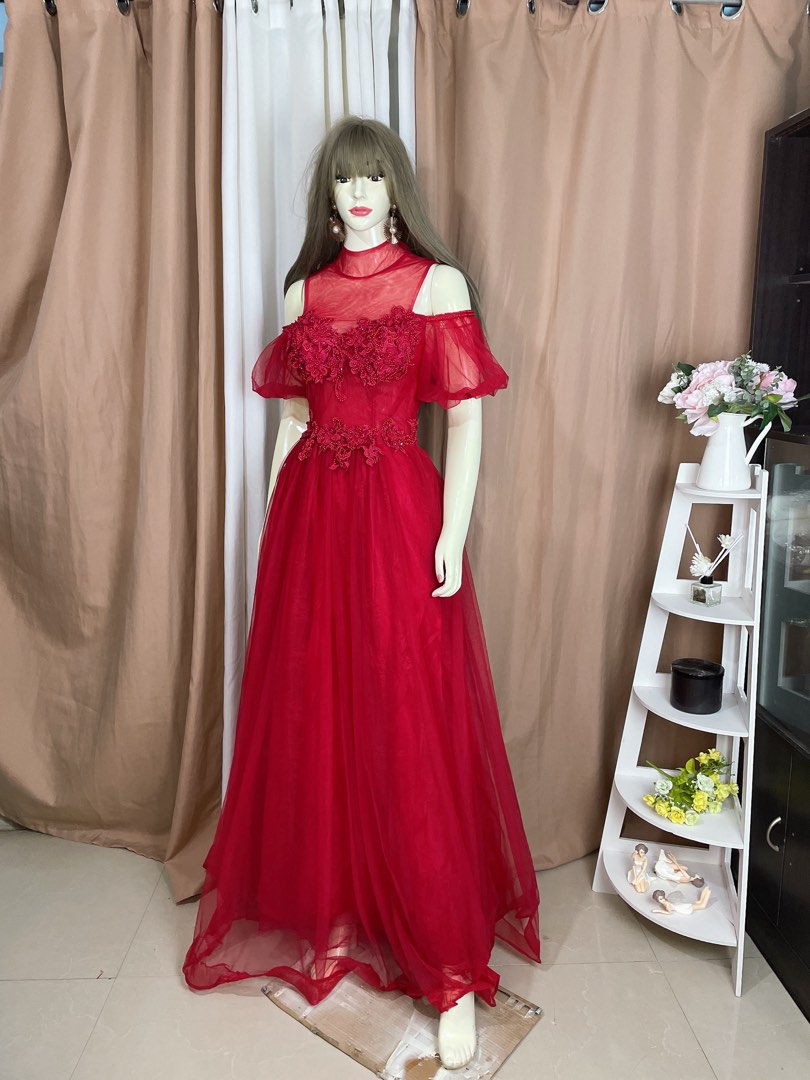 Red evening gown princess type, Women's Fashion, Dresses & Sets ...