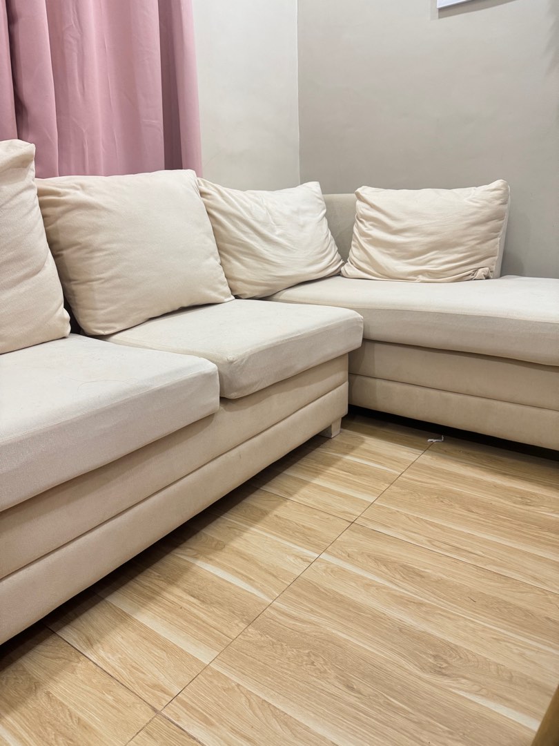 Second hand L-Shaped Sofa with Ottoman, Furniture & Home Living ...