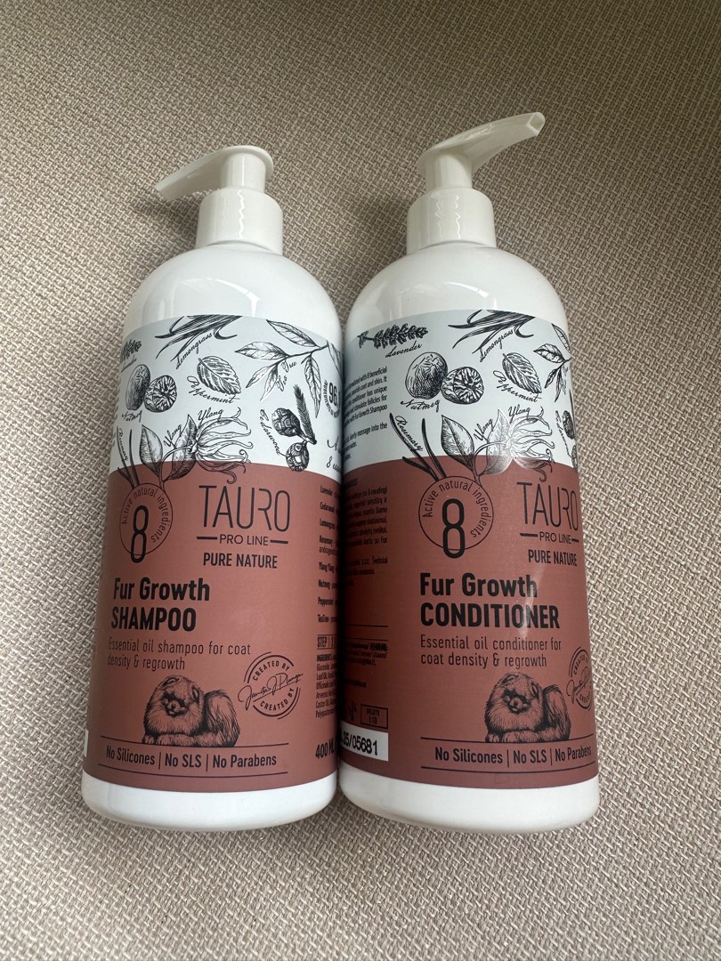 Tauro Pro Line Fur Growth Shampoo & Conditioner with Free Brush, Pet ...